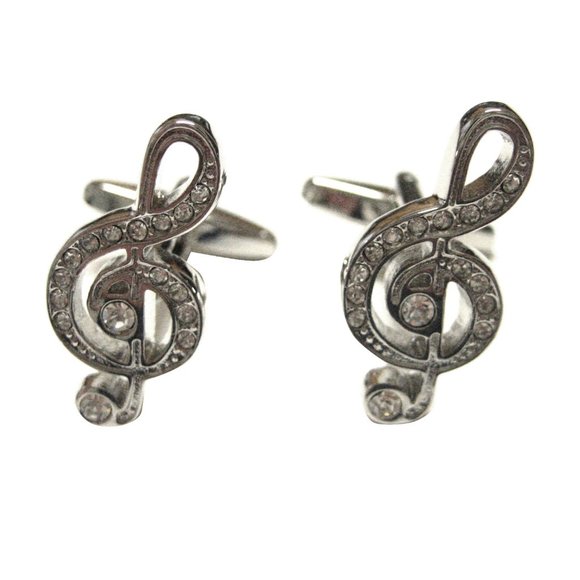 Kiola Designs | Accessories | Crystalled Treble Musical Notes Cufflinks ...